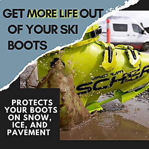 Ski Boot Traction Cleats - (Adult & Youth Sizes, Classic Version) - Adjustable Comfort Soles for Protection While Walking in Skiing Boots, for Men, Women, & Youth (Black, Adult)