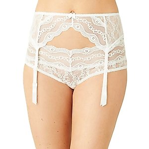 b.tempt'd by Wacoal Women's Lace Kiss Garter Belt, White, P/S