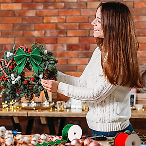 MTLEE Velvet Ribbon Iron Wired 10 Yard Gold Ribbon Soft Velvet Ribbon Fabric Gold Ribbon for Wedding Decor Gift Wrapping, Crafts, and Decorations with Metallic Gold Backing(Green Gold,2.5 Inch)