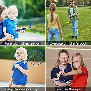 Kids Badminton Set of 2 Rackets with Birdies Carrying Bag for Boys Girls,Ultralight Children's Badminton Racquets for Starter Players Toddler Indoor Backyard Sporting (Blue)