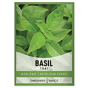 Thai Basil Seeds for Planting Herbs - Heirloom Non-GMO Herb Plant Seeds for Home Herb Garden Indoors, Outdoors, and Hydroponics by Gardeners Basics