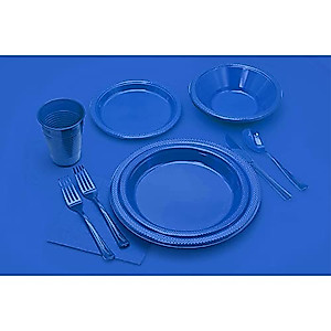 6-Pack Premium Plastic Tablecloth 54in. x 108in. Rectangle Plastic Table Cover - Blue