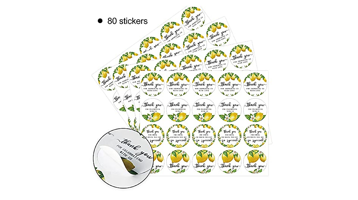 80 Lemon Thank You Stickers for Parties | Cute & Vibrant