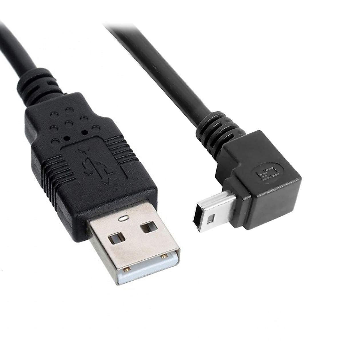 chenyang Mini USB Cable USB 2.0 Male to Mini USB 5 Pin Male 90 Degree Down Angled Charging Data Transfer Extension Cable 0.5M
