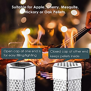 12'' Smoke Tube for Pellet Smoker, Premium Stainless Steel Pellet Smoker Tube Grill Accessories for All Grill or Smoker, Hot or Cold Smoking Generator for Electric Gas Charcoal Grilling