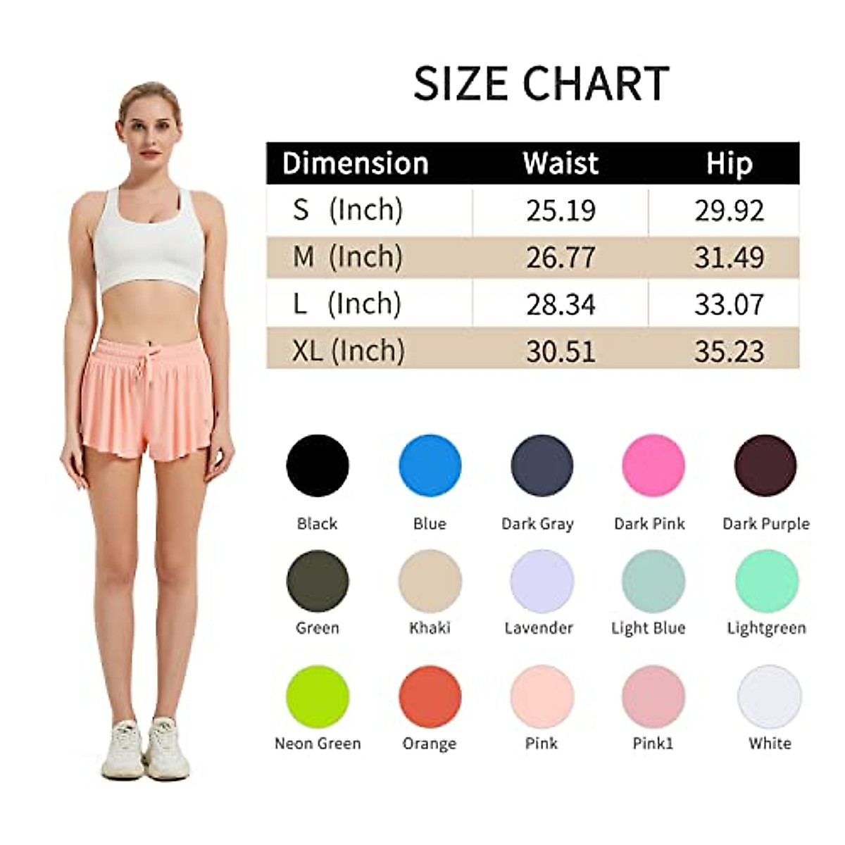 Wsirmet Womens Flowy Athletic Shorts 2 in 1 Workout Running Yoga Shorts Summer Spandex Shorts Butterfly Skirts Cute Clothes Black