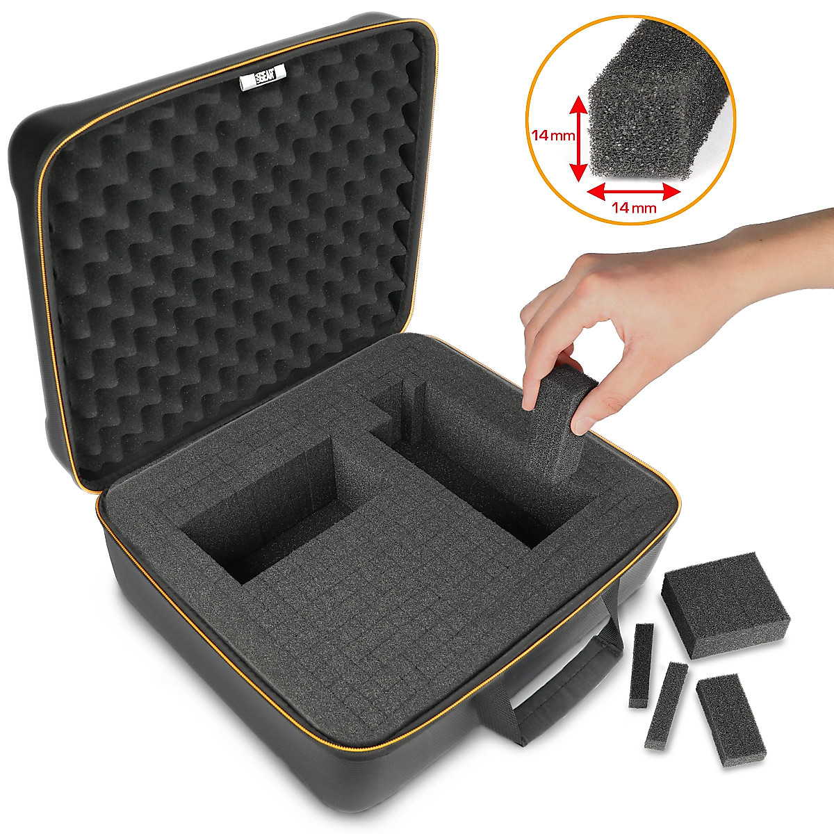 USA Gear Audio Mixer Case - DJ Mixer Audio Bag with Customizable Foam Interior & Durable Exterior Compatible with Yamaha Mixer Mg06X, Behringer XENYX 302USB, ALPOWL Sound Board & More DJ Equipment
