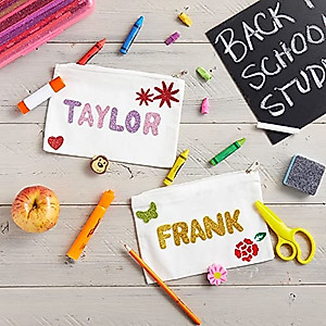 Juvale 12-Pack Bulk Blank Canvas Zipper Pouch Set with Zipper for Cosmetic & DIY Crafts, Pens, Pencils, Markers, Scissors, Makeup Brushes, Lip Gloss, Hair Clips (8x6 in)