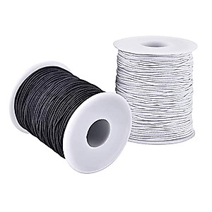 Elastic String for Bracelets, 2 Rolls 1 mm Sturdy Stretchy Elastic Cord for Jewelry Making, Necklaces, Beading