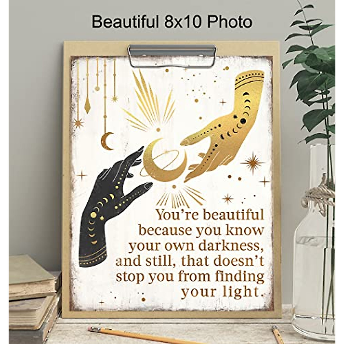 Boho Witchcraft Wall Art - Gothic Witchy Room Decor - Inspirational Positive Quotes for Women - Encouraging Gifts - Shabby chic Celestial Wicca Wiccan Witch Motivational poster - Pagan Supplies