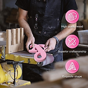 AOCEAN 8 Inch Pink Wood Letters Unfinished Wood Letters for Wall Decor Decorative Standing Letters Slices Sign Board Decoration for Craft Home Party Projects (M)