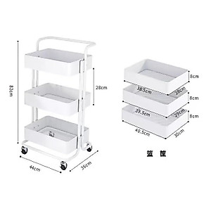 Storage Trolley Rolling Cart Utility Cart 3 Tier Kitchen Storage Cart With Wheels Trolley Bathroom Storage Organization Cart Storage Shelves Rolling Cart Kitchen Storage Cart Rolling Storage Cart ( Co