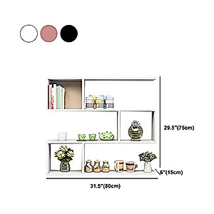 CODOMI Floating Shelf Wood Floating Shelves for Wall Storage Wall Shelf for Study Room Office Living Room Wall Mounted Wooden Display Shelf for Bedroom Garage - Black 31.5" L x 5.9" W x 29.5" H