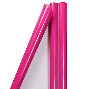 JAM Paper Gift Wrap - Glossy Wrapping Paper - 50 Sq Ft Total (30 in x 10 Ft Each) - Fuchsia - 2 Rolls/Pack