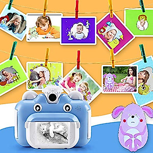 Barchrons Instant Print Digital Kids Camera 1080P Rechargeable Kids Camera Video Camera with 32G SD Card for 6-12 Years Old Birthday Gift