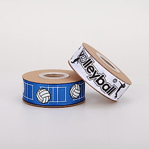 Meseey 2 Rolls 20 Yards Sport Ball Ribbon3/4Inch Fabric Ribbons for Wreath Gift Wrapping Sport Team Party Decor (Volleyball)