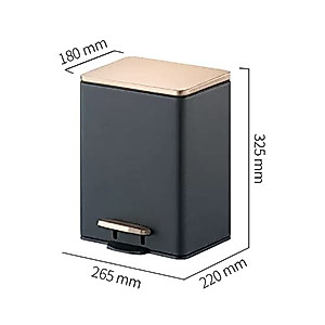 JGATW Garbage Can Household Trash Cans Living Room Creative Step Trash Can with Lid Bedroom Office Bathroom for Home Office (Color : Black, Size : 9L)