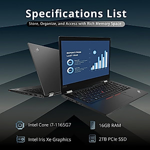Lenovo ThinkPad L13 Yoga Business 2-in-1 Laptop, 13.3" FHD Touchscreen Display, 11th Gen Intel Core i7, 16GB RAM, 2TB PCIe M.2 SSD, 3-Yr Warranty, Wecam, FP Reader, Wi-Fi 6, Windows 11 Pro, Black