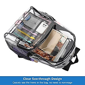 Clear Backpack School Bag Bookbag, Heavy Duty PVC Plastic Transparent See Through Backpacks for Men Women Girls Boys (Black)