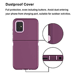 Tiflook for Galaxy A51 Case 4G (Not Fit A51 5G Version), Shockproof Heavy Duty Armor Rugged Hard Plastic Rubber Bumper 2-Layer Hybrid Protective Cover Case for Samsung Galaxy A51, Pinkish Purple