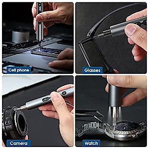 LIFEGOO Mini Electric Screwdriver, 62 in 1 Cordless Precision Power Screwdriver Set with 48 Bits, LED Lights Magnetic Mat, Rechargeable Repair Tool Kit for Phone Watch Camera Laptop PC