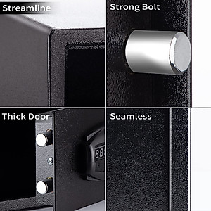 Joosen Safe Box,1 Cubic Feet Money Pistols Document Personal Screct Mini Small Safe Mounting On Floor Wall Of Home Office Hotel,Ditigal Electric Safety Box With Keypad Override Keys