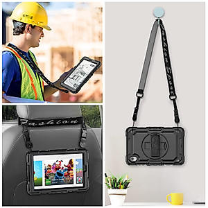 Timecity for Lenovo Tab M8 Case 8 inch Tablet 3rd/ 2nd, (for Lenovo TB-8505f/ TB-8505fs Case): with Strong Protection, Screen Protector, Hand Strap, Shoulder Strap, Rotating Stand - Black