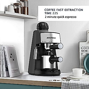 SOWTECH Espresso Machine Espresso Maker Cappuccino Latte Machine with Steam Milk Frother and stainless steel carafe 3.5 Bar 4 Cup