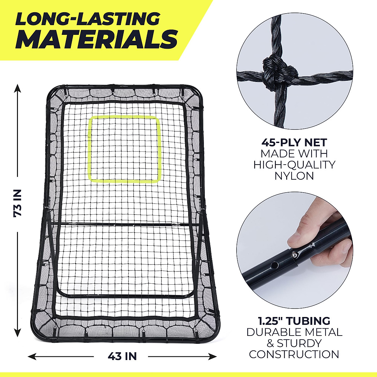 Victorem Lacrosse Rebounder for Backyard - 4x6 Inches Lacrosse Bounce Back Net, Volleyball Rebounder, Pitch Back Baseball Rebounder fits for Volleyball, Tennis and Softball Training