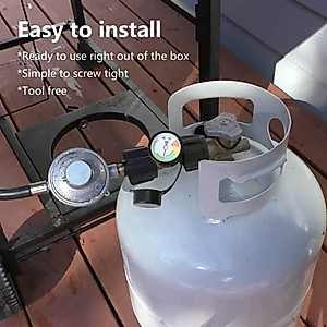 ATKKE Propane Tank Gauge Level Indicator Connector Leak Detector with QCC/Type 1 Connection (2 Pack), Gas Grill Indicator Pressure Meter Gauge for 5-40lb Propane Tanks for BBQ, RV Camper