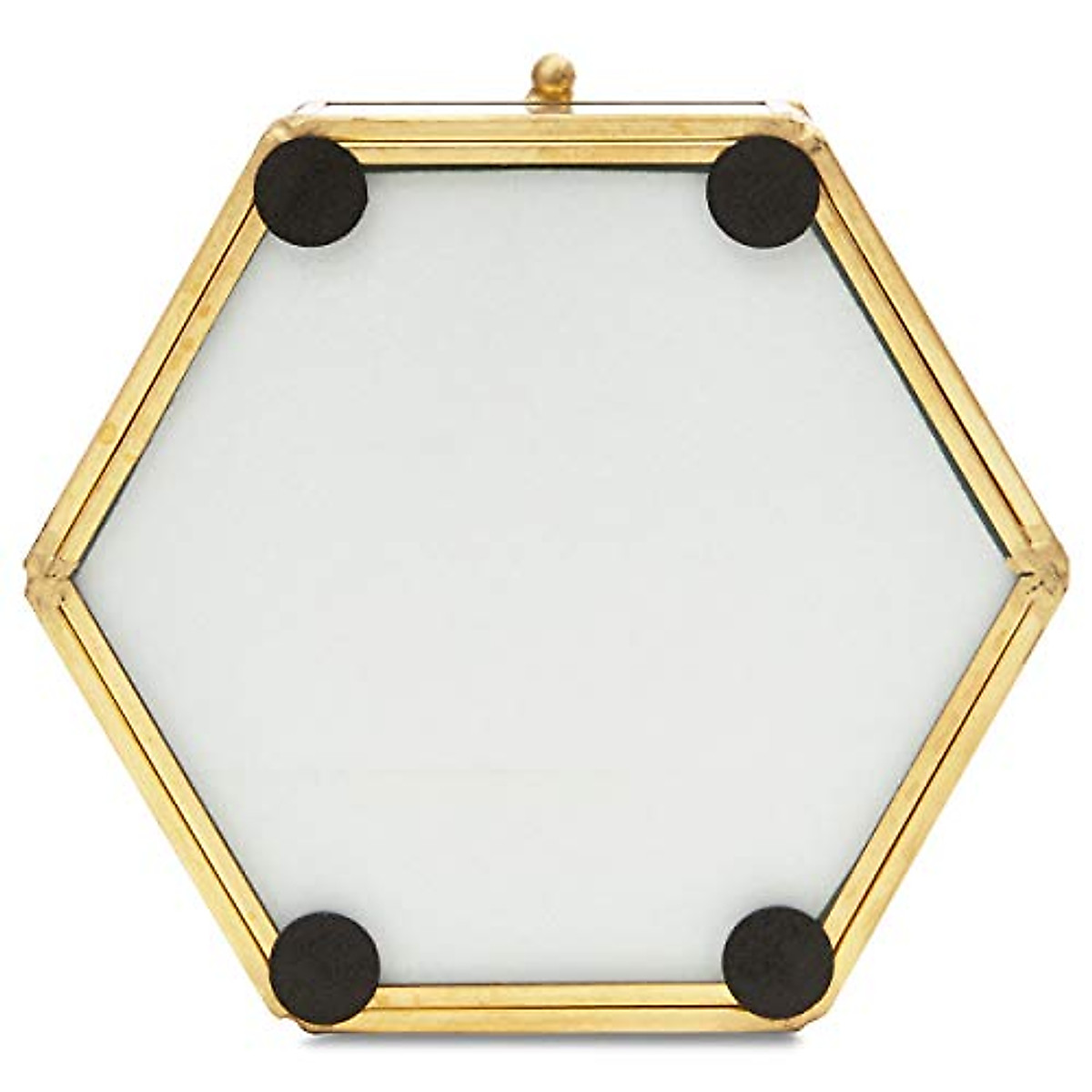 Juvale Velvet Glass Jewelry Box, Gold Hexagon Box for Trinkets (5 x 4.5 x 2.1 In)