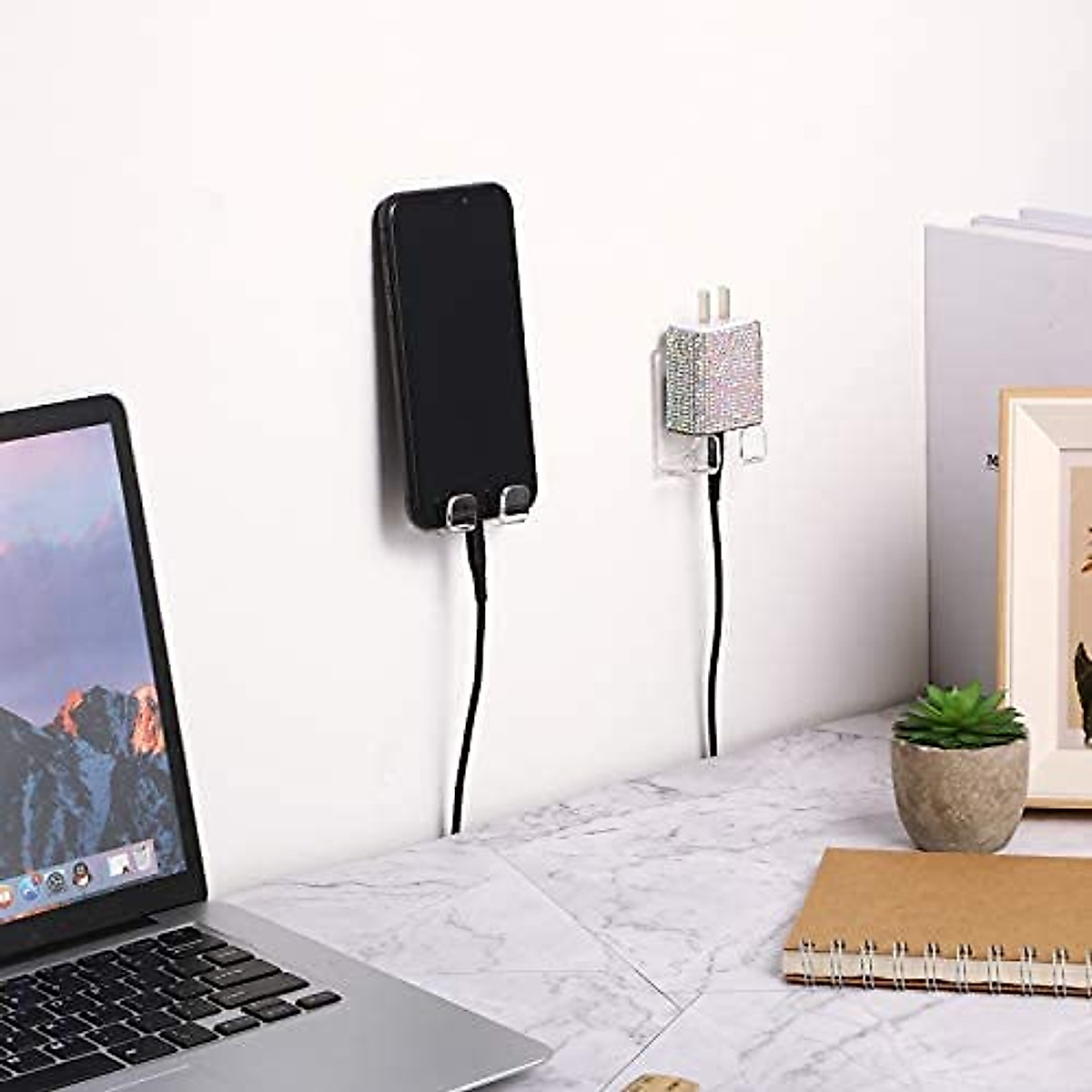 JWCE. Razor Holder Hooks Shower Hook with Acrylic Adhesive for Razor Bathroom Kitchen Organizer for Razor Plug Towel (Clear-4pcs)