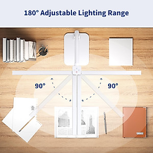 Kaulsoue Desk Lamp Architect Task Dual Head Modern Flexible Gooseneck Tall Dimmable Light for Home Office, 5 Color Modes,Remote Control, 1500lm 24W Extra Bright Lighting