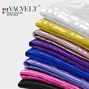 VACVELT Damask Jacquard Satin Fabric by The Yard, 60 Inch Wide White Satin Fabric Shiny Cloth Fabric, Silky Brocade Fabric for Bridal Dress, Wedding Decorations, Crafts, Sewing, Draping (1 Yard)