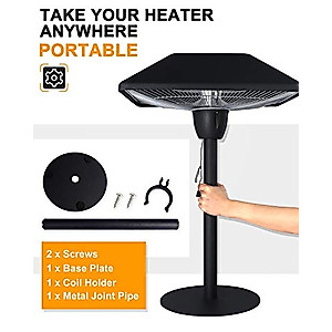 Star Patio Electric Patio Heater, Infrared Heaters, Tabletop Heater, Electric Outdoor Heaters, Outdoor Patio Heater, Classic Sandy Black, 1500W, STP1566-DT