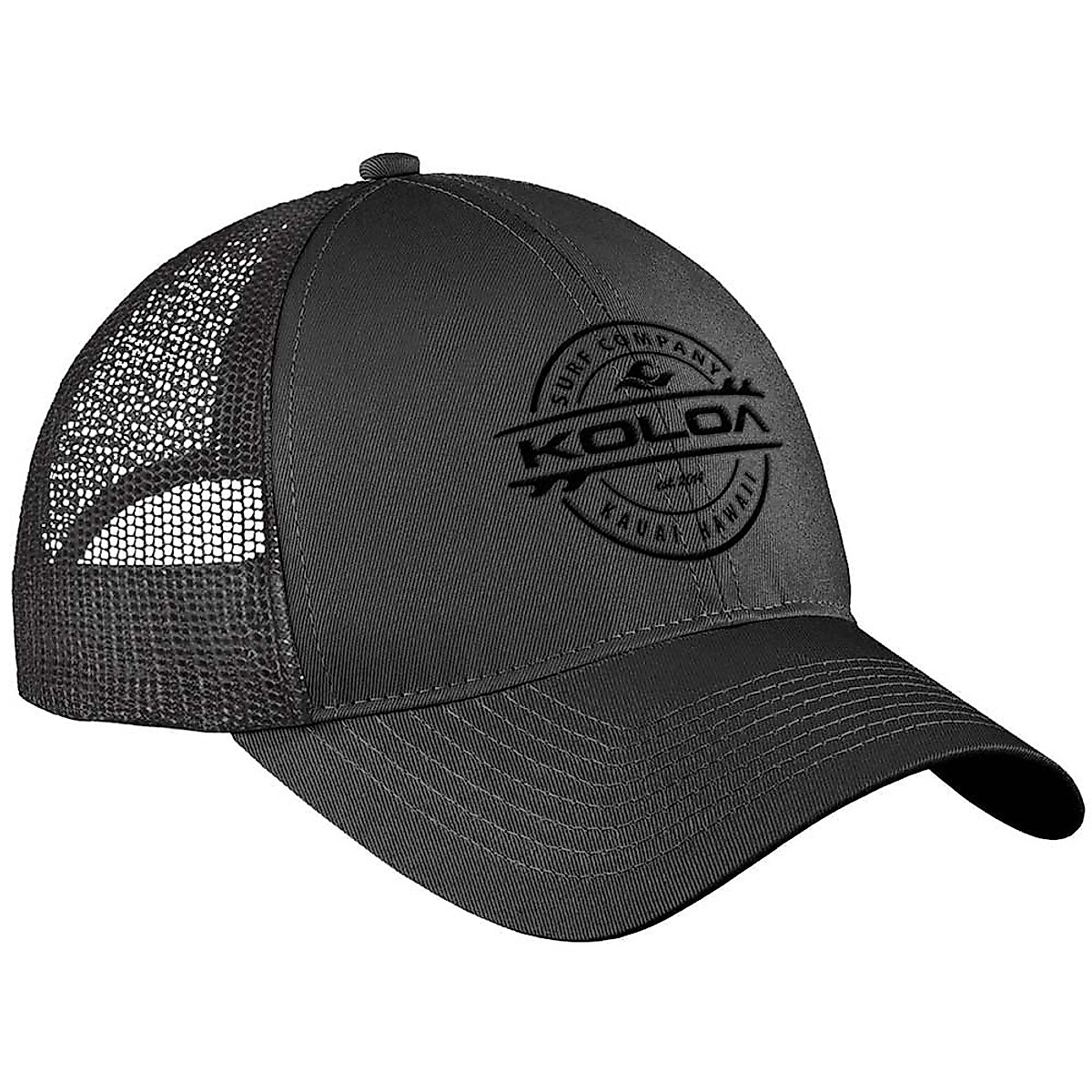 Joe's USA Koloa Surf Thruster Logo Old School Curved Bill Mesh Snapback Hat-Charcoal/b