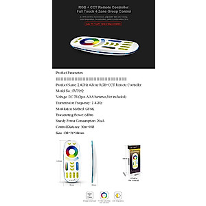 LGIDTECH FUT092 Miboxer 4-Zone RGB+CCT 2.4GHz RF Remote Controller(Not Include Battery) for Milight/Miboxer LED Light Bulb,Flood Light,Led Strip Controller