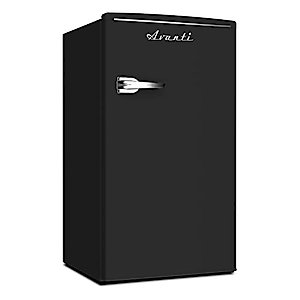 Avanti RMRS31X1B-IS Retro Mini Fridge for Home Office or Dorm, Manual Defrost and Adjustable Temperature, 3.1 Cu.Ft, Black