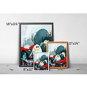 8x10 Scandinavian Art Print Fantasy Yeti Print Miyazaki Anime Design Whimsical Folk Travel Forest Nature Wildlife Illustrated Animal Print Nordic Art Print Studio Ghibli Design Kids Bedroom Home Decor