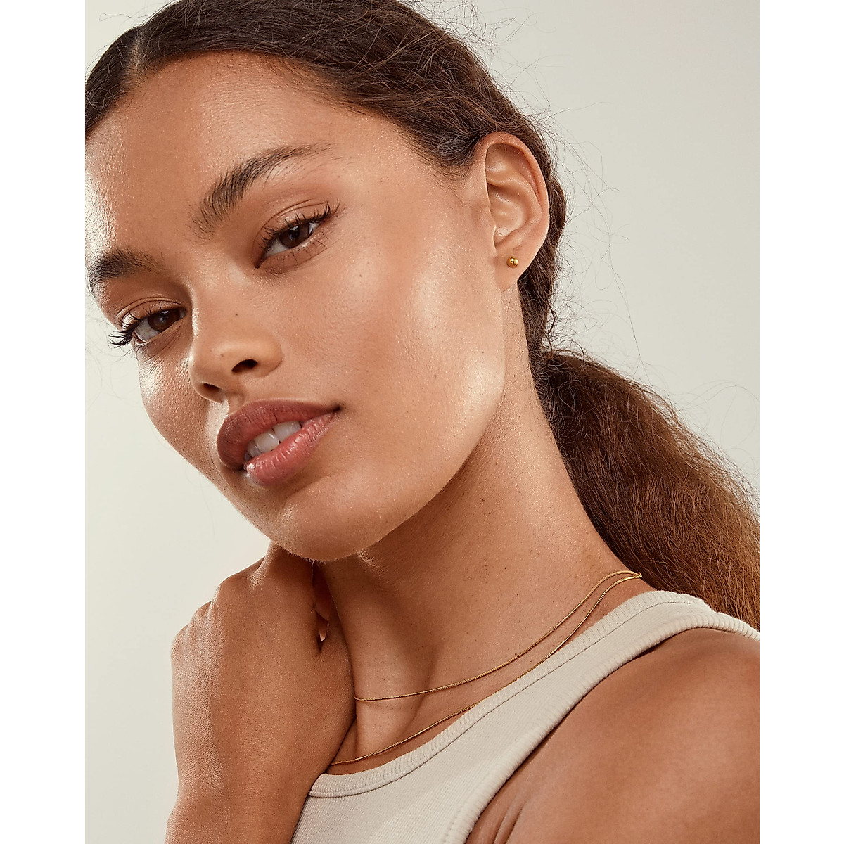 Tini Lux | Hypoallergenic Earrings | Mini Layla Stud Earrings | Gold | Titanium Stud Earrings for Women | Gold Earrings Studs, Sensitive Ears, Trendy Womens Earring Set