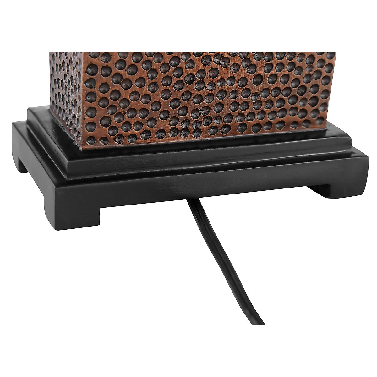 360 Lighting Caldwell Rustic Farmhouse Table Lamps 24.75" Tall Set of 2 Bronze Hammered Textured Fabric Rectangular Shade for Bedroom Living Room House Home Bedside Nightstand Office Family