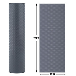 TOROTON Shelf Liners for Kitchen Cabinets, 12Inch x 20ft Non Adhesive Drawer Liners, Non-Slip Oilproof Waterproof Plastic Liners for Pantry, Cupboard,Shelves, Refrigerator, Grey