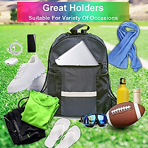 CALACH Drawstring Backpack Sports Gym Bag with Shoe Compartment, X-Large String Bag for Women Men with Zipper Pockets and Mesh Pockets (Black)