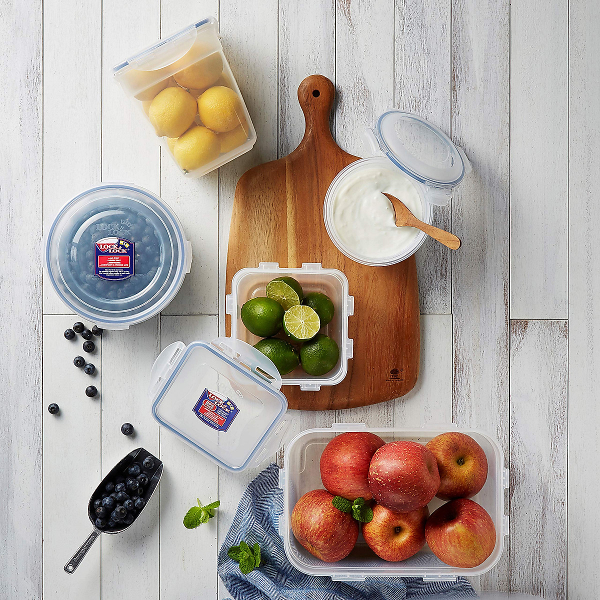 LOCK & LOCK Easy Essentials Food Storage lids/Airtight Plastic, containers, BPA Free, 14-Piece, Clear