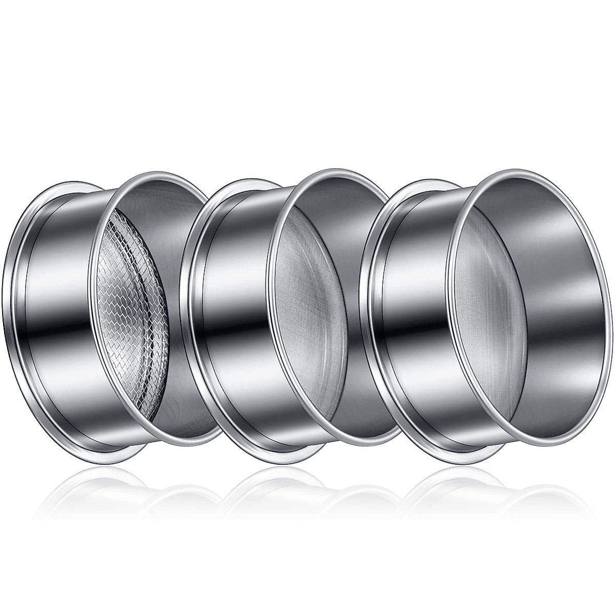 3 Pcs 304 Stainless Lab Sieves, 200 Mesh (0.074 Mm), 80 Mesh (0.18 Mm), 10 Mesh (2 Mm) Aperture Test Sieve, 4 Inch Diameter Economy Test Sieve with Labels for Industrial Laboratory