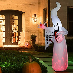 Halloween Inflatable Decorations Outdoor, Halloween Blow Up Inflatable for Halloween Yard, Garden, Lawn Decorations, Towering Spooky Ghost with Heart in Hand, Build-in LEDs