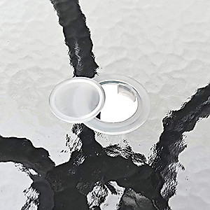 Goplus 32" Outdoor Round Patio Table with Umbrella Hole, All Weather Dining Table Tempered Glass Top, Bistro Table Coffee Table Furniture Commercial Party Event for Backyard Lawn Balcony Pool