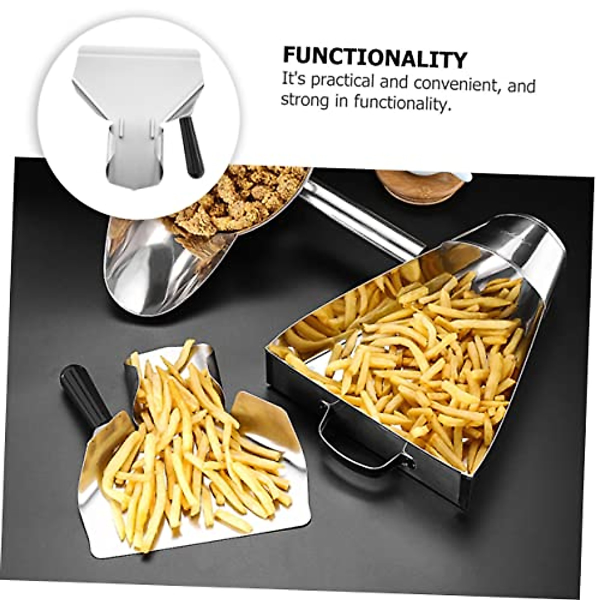 ULTECHNOVO 1pc Packing Shovel Chips Stainless Steel Funnel Stainless Steel Scoop Stainless Steel Kitchen Scoop Stainless Steel Popcorn Scoop Stainless Steel Flour Shovel Commercial