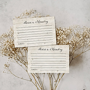 Share A Memory Cards, 50 Rustic Wood Cards and Sign for Wedding, Shower, Birthday, Celebration of Life, Funeral, Retirement, Graduation, Life Memories, Guest Book Alternative Advice Game, 4x6 Inch.