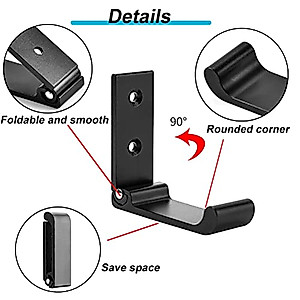 Aothpher 5 Pack Folding Coat Hooks Heavy Duty Aluminum Alloy Wall Hooks for Hanging Robe, Coat, Towel, Keys, Bags, Home, Kitchen, Bathroom Wall Mounted,Matte Black